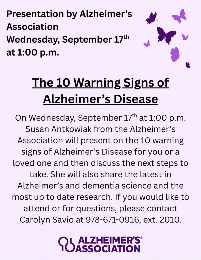 Presentation: The 10 Warning Signs of Alzheimers – Billerica Council on ...